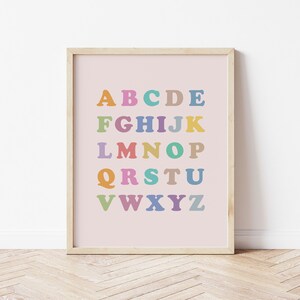 Girls Alphabet Printable ABC Poster Printable Wall Art Pink - Etsy