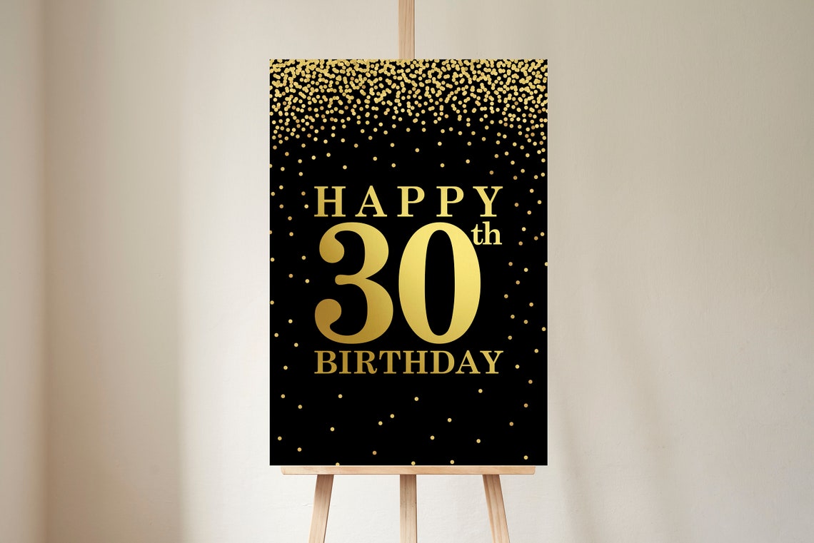 30th Birthday Sign Birthday for Him Birthday for Her Black | Etsy