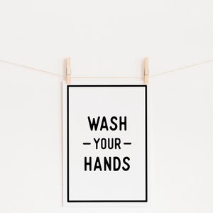 Wash Your Hands Printable Printable Bathroom Art Bathroom - Etsy