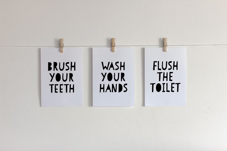 Kids Bathroom Decor Bathroom Rules Sign Wash Your Hands - Etsy