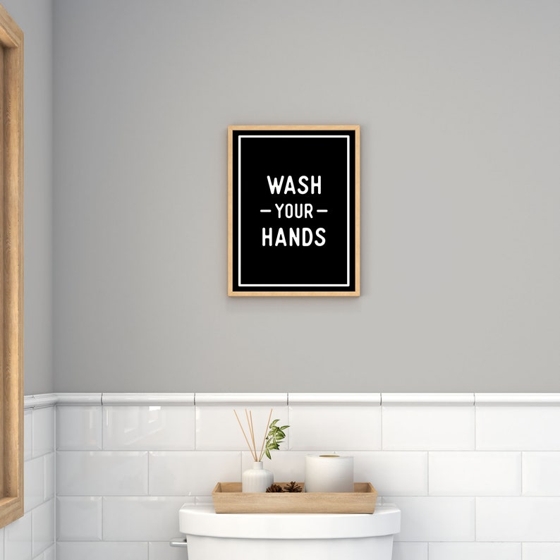 Wash Your Hands Print Printable Bathroom Art Bathroom Wall - Etsy
