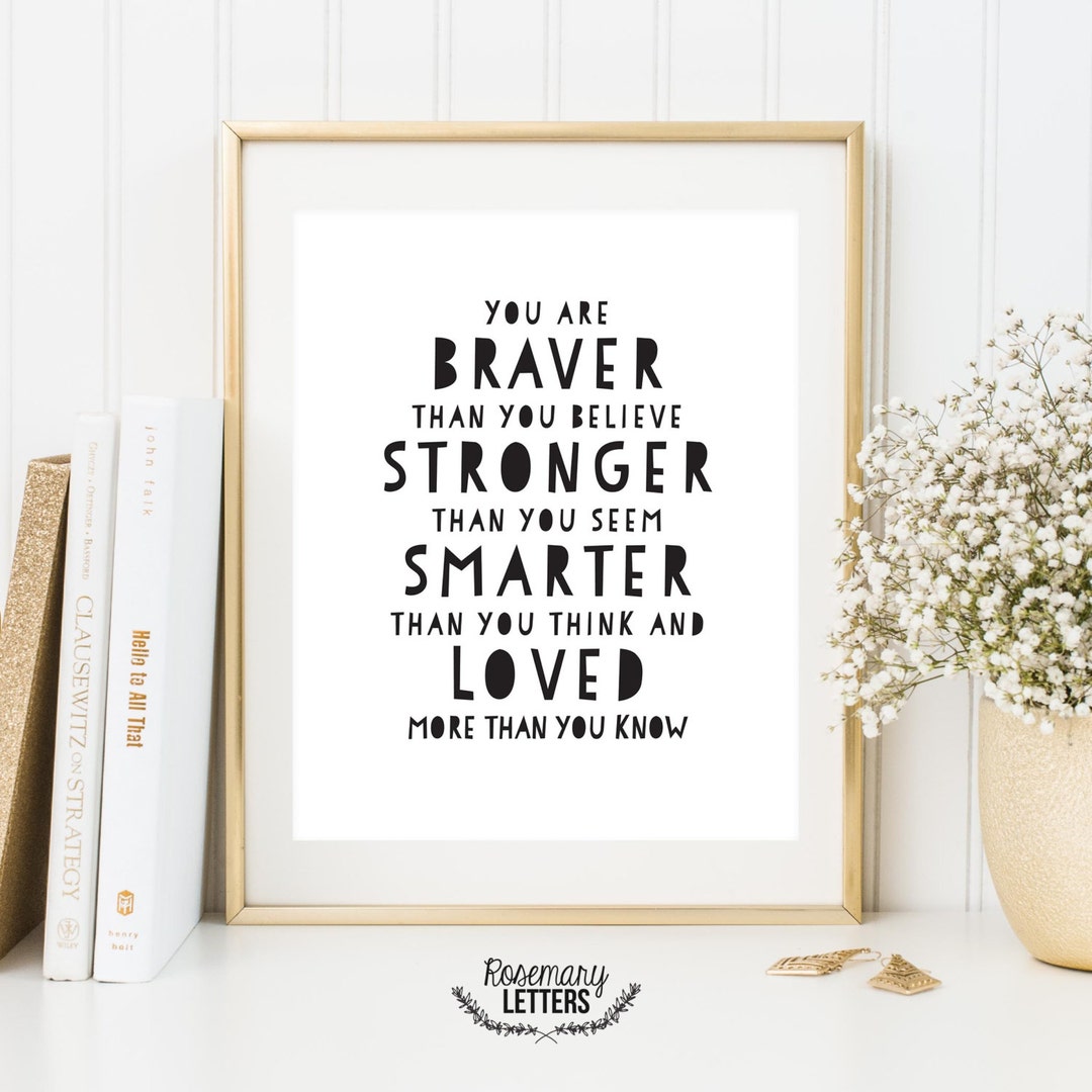 Nursery Wall Art, Winnie the Pooh, Kid Decor, You Are Braver Than You ...