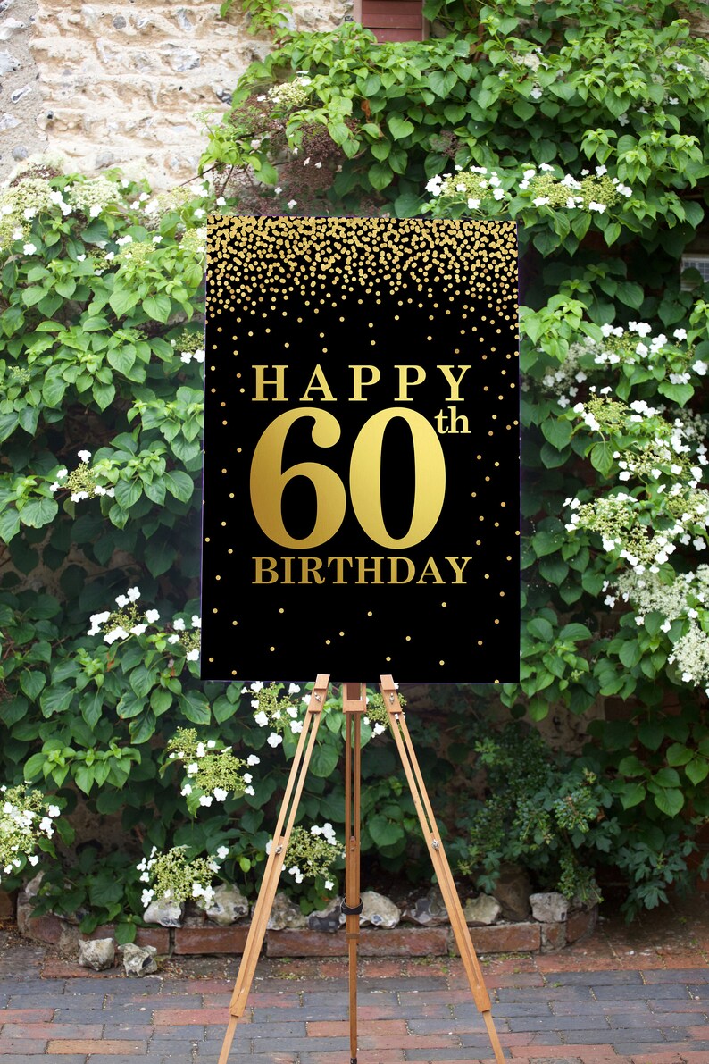 60th Birthday Sign Printable Black and Gold 60th Birthday - Etsy Australia