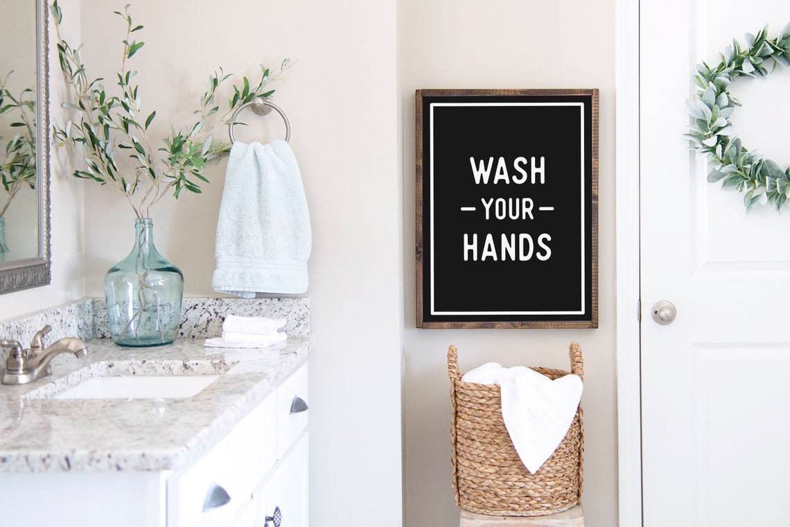 Wash Your Hands Print Printable Bathroom Art Bathroom Wall - Etsy
