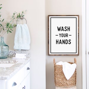 Wash Your Hands Printable Printable Bathroom Art Bathroom - Etsy