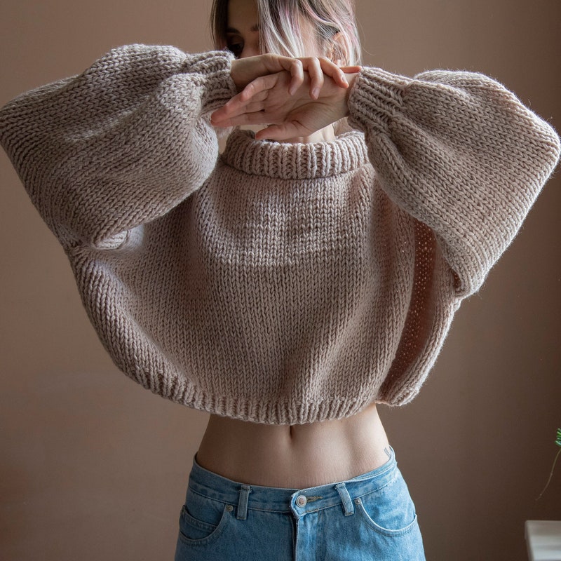 Knit Cropped Sweater - Etsy
