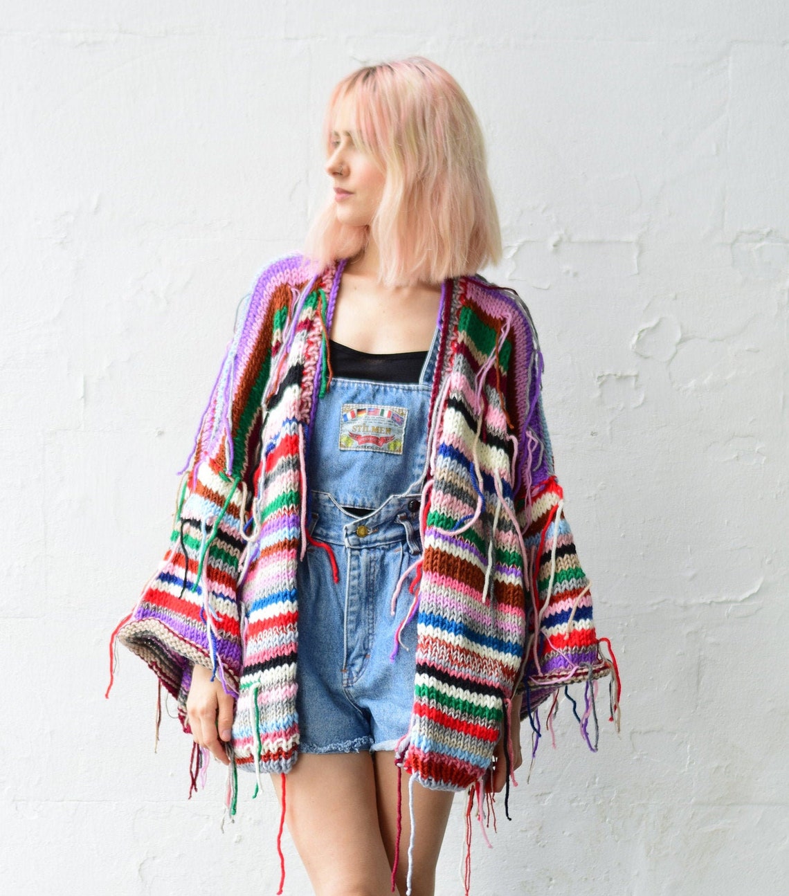 Chunky Oversized Cardigan With Bell Sleeves. Zero Waste | Etsy UK