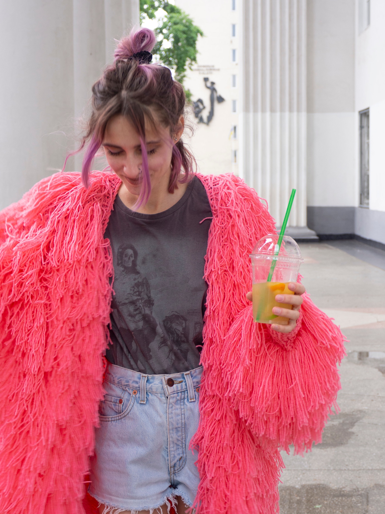 Mid Length Shaggy Jacket With Long Sleeves. Fringe Coat. Handknit Boho ...