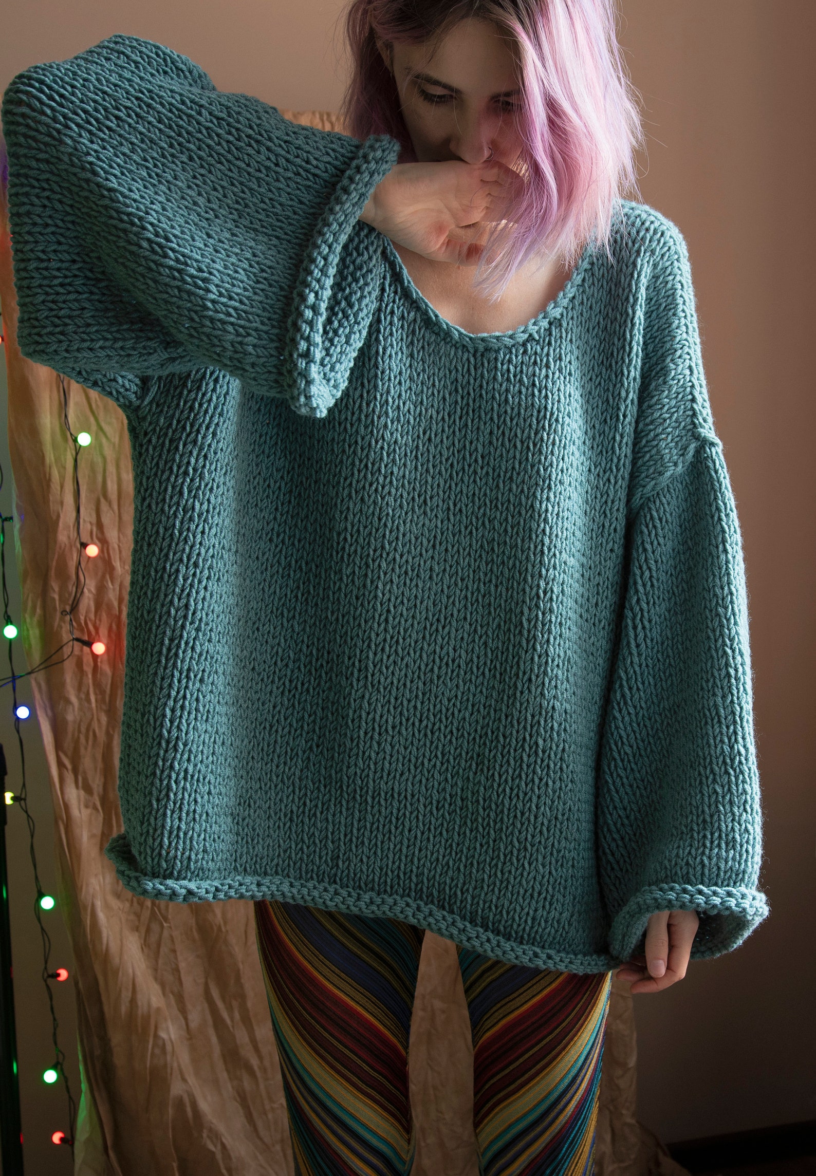 Oversize Chunky Sweater With Long Sleeves. Basic Hand Knitted | Etsy