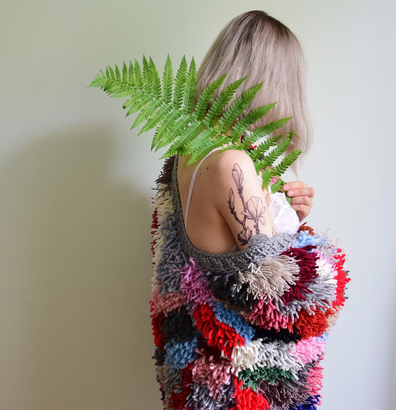 Multicolored Shaggy Jacket With Long Sleeves. Hand Knitted - Etsy