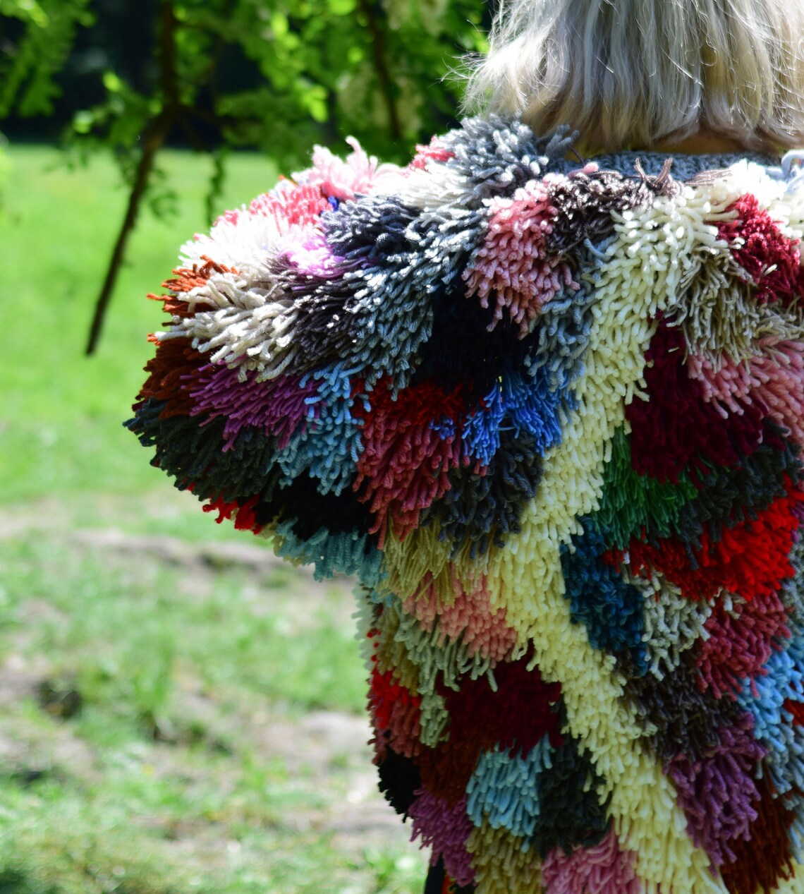 Multicolored Shaggy Jacket With Long Sleeves. Hand Knitted - Etsy