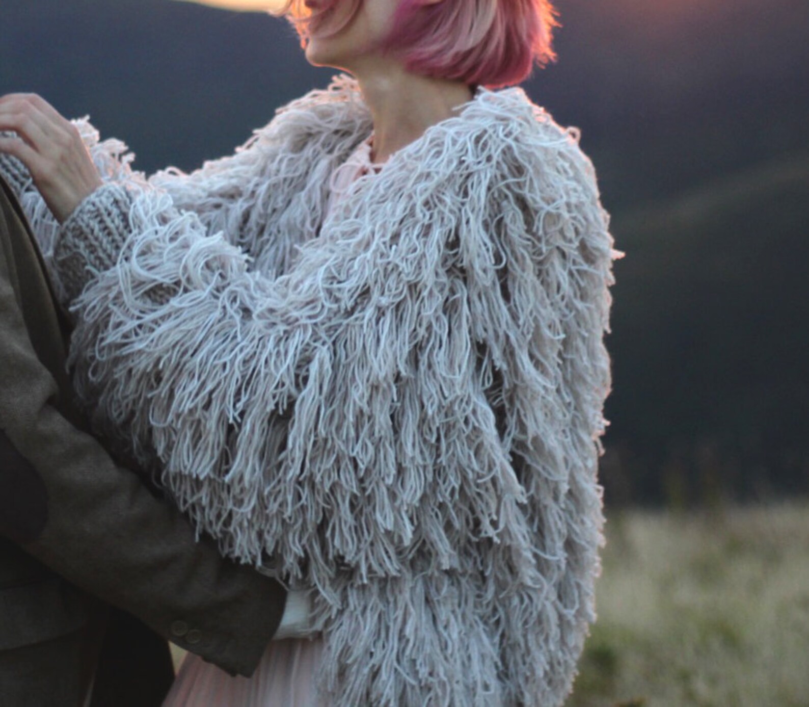 Hand-knit Shaggy Cardigan. Oversized Faux Fur Style Lounge Coat - Etsy