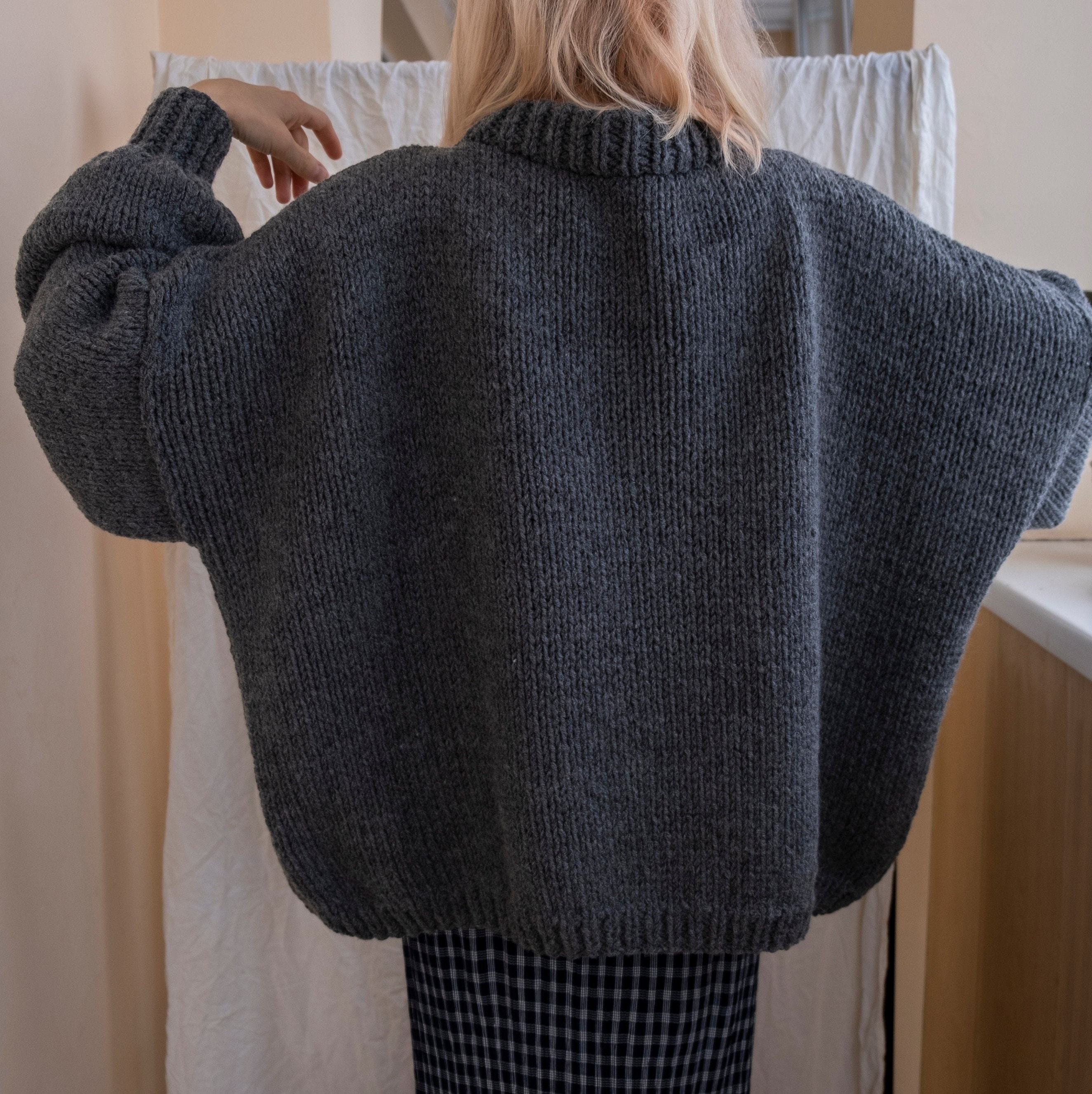 Baggy Roll Neck Sweater With Balloon Sleeves. Basic Chunky - Etsy