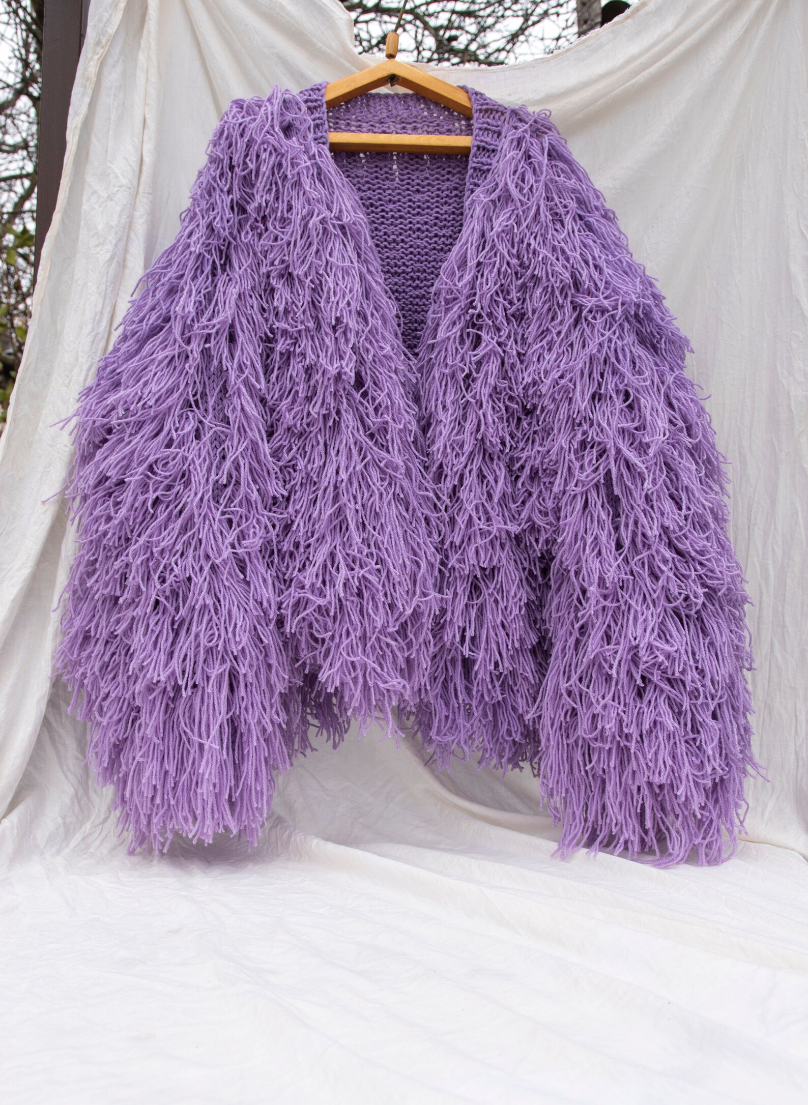 Huge Wool Shaggy Jacket. Boho Fringe Cardigan. Oversized | Etsy