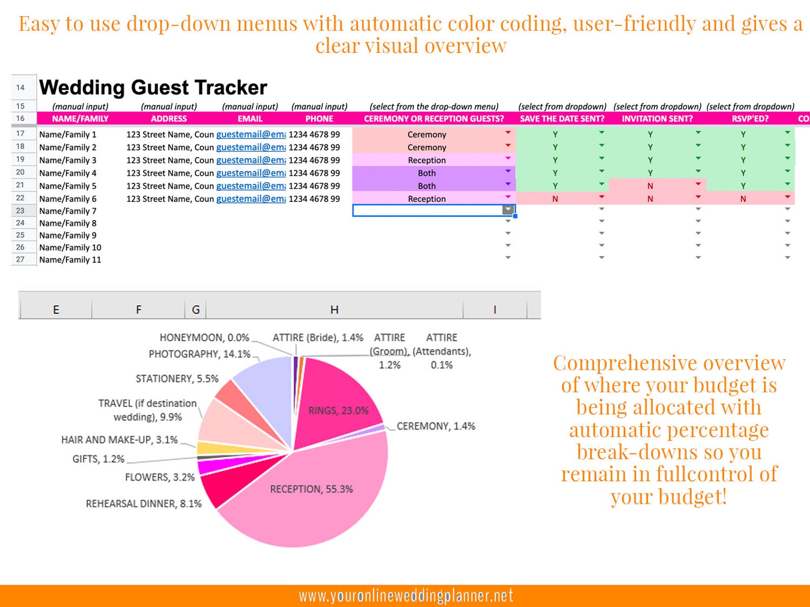 Wedding Budget Planner, Wedding Budget Tracker Template, Excel ...