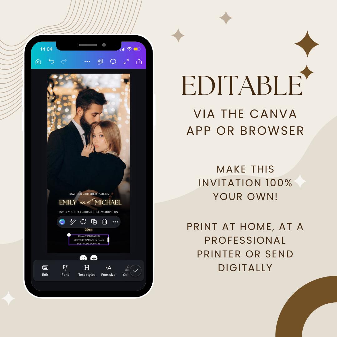 Black Gold Wedding Animated Invite, Animated Wedding Video Invite, RSVP ...