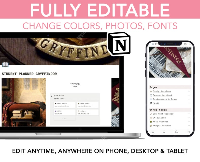 Notion Student Planner Template Gryffindor Notion Planner - Etsy UK Notion Student Planner Template Gryffindor Notion Planner - Etsy UK