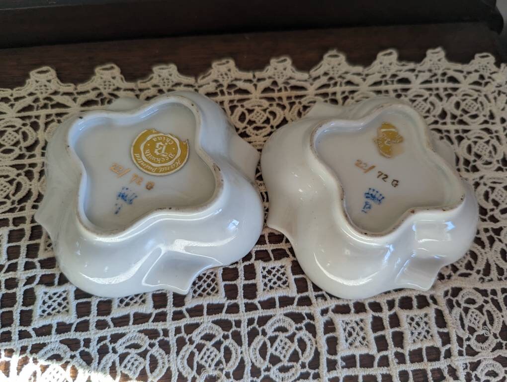 Vintage Handpainted Beckwith China Set of Two Tiny Dishes Ring Dishes ...