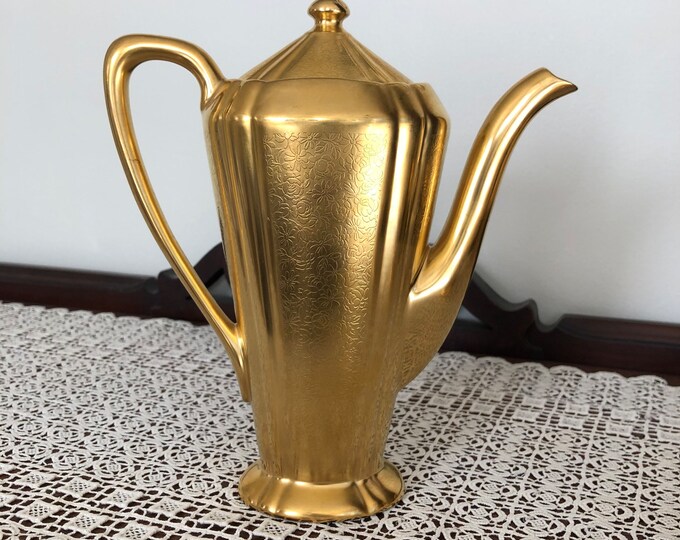 Pickard China 24 K Gold Coffee Pot Teapot - Pickard Rose and Daisy Gold ...
