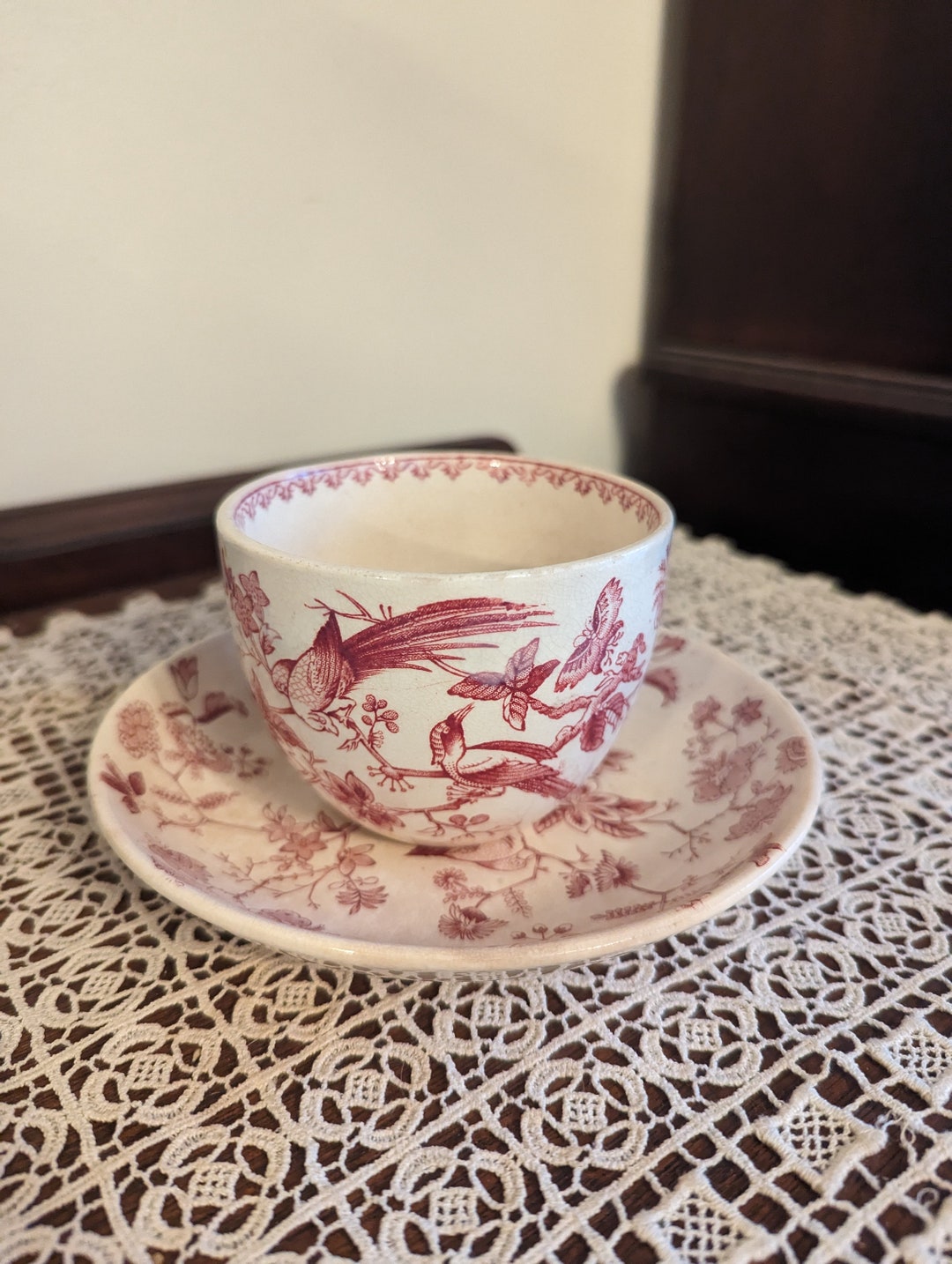 Antique Davenport Orient Cup and Saucer Lovely Bird Floral Pattern - Etsy