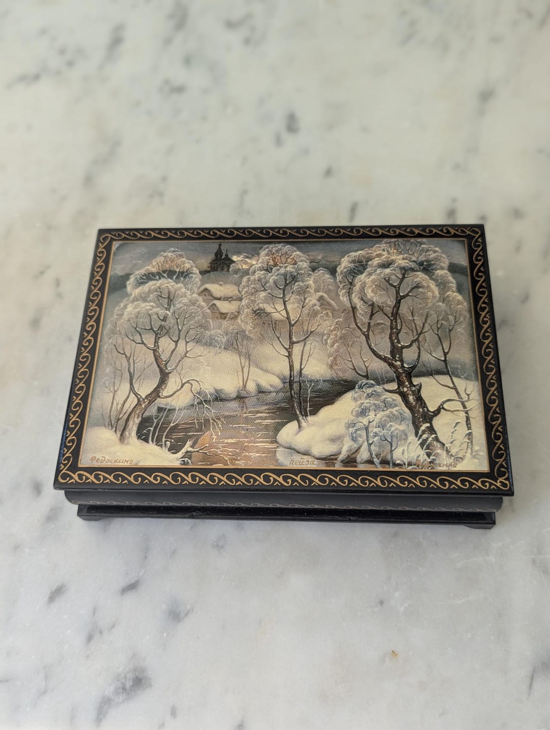 Vintage Russian Lacquerware Keepsake Box Lovely Details - Etsy