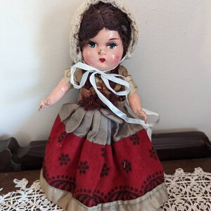 Vintage Composite Doll Lady in Dress With Bonnet - Etsy