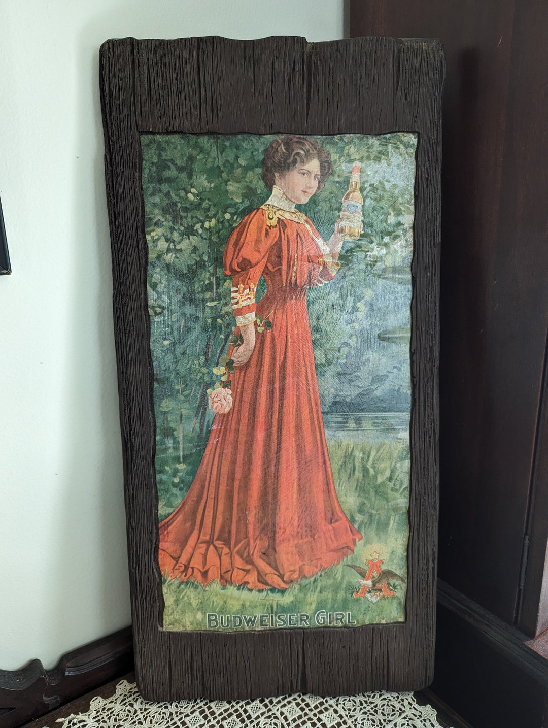 Vintage Budweiser Girl Wall Decor Faux Wood Wall Hanging - Etsy