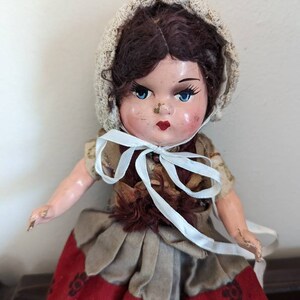 Vintage Composite Doll Lady in Dress With Bonnet - Etsy
