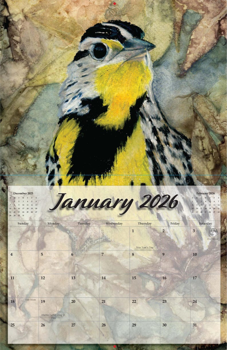 2026 Written Bird Wildlife Art Calendar - Etsy