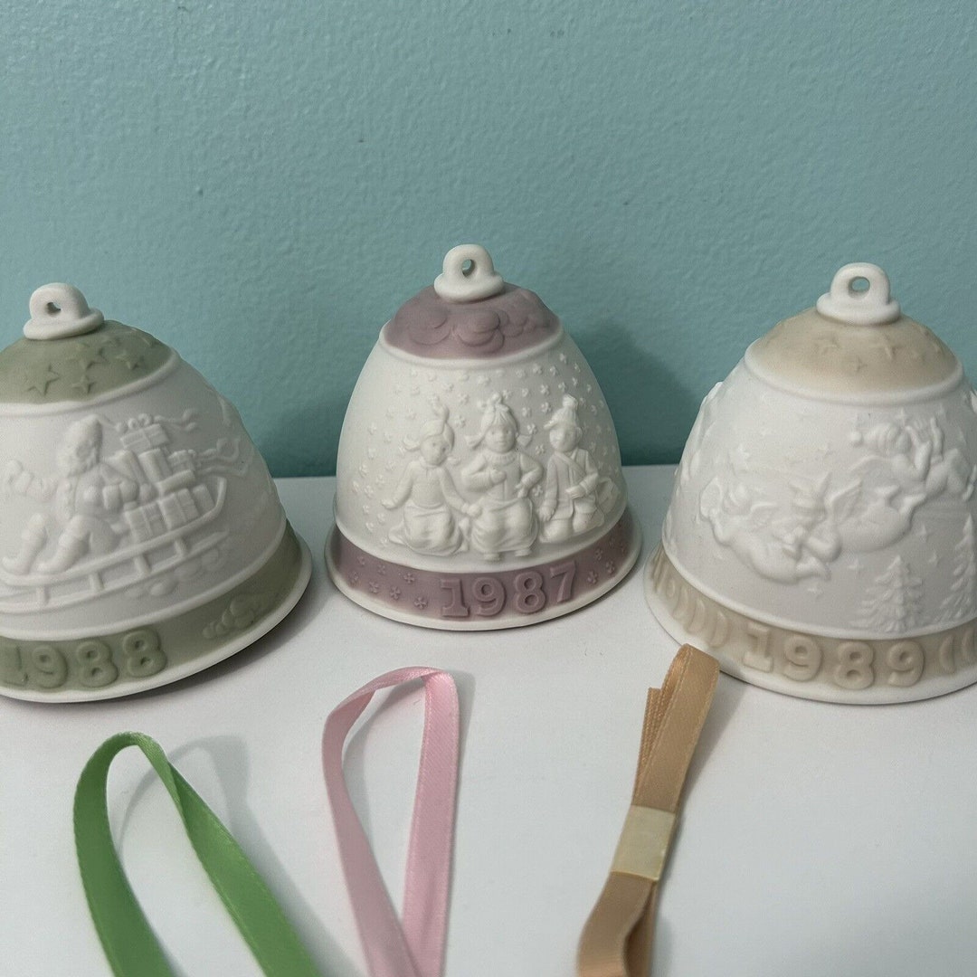 LLADRO Vintage 1987 1988 1989 Annual Christmas Ornament Bells Set of 3 ...