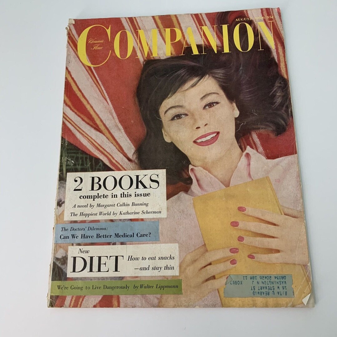 Vintage Woman's Home Companion Magazine August '56 New Diet Eat Snacks ...