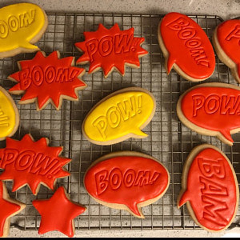 BAM Comic Book Letters and Bubble Cookie Cutter Dough Stamp - Etsy
