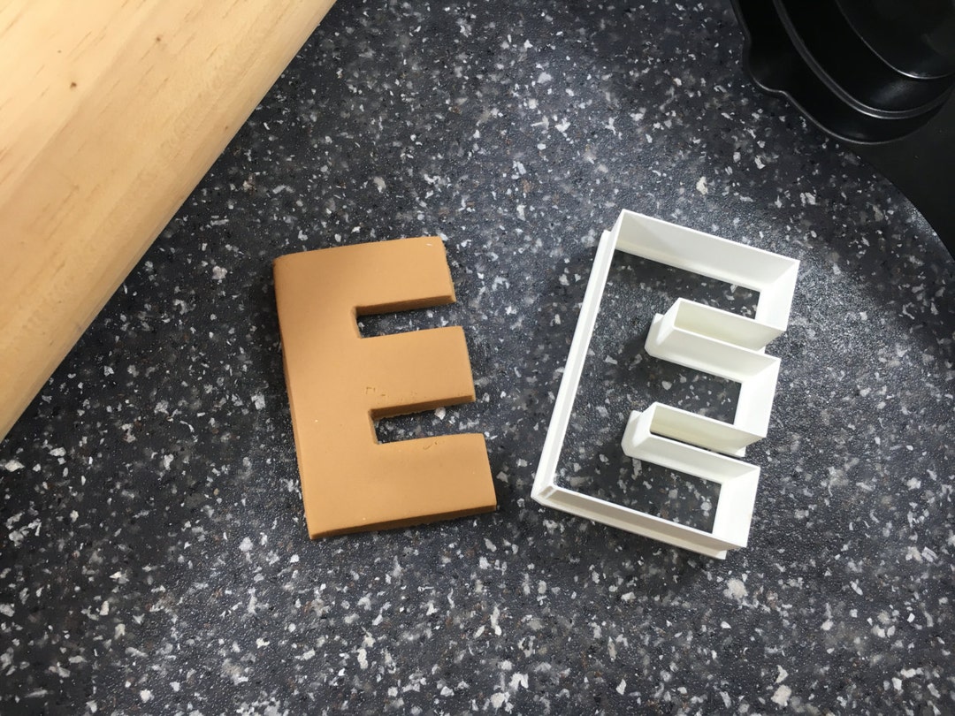 Block 'E' Font Cookie Cutter - Custom Letter Design for Personalized ...