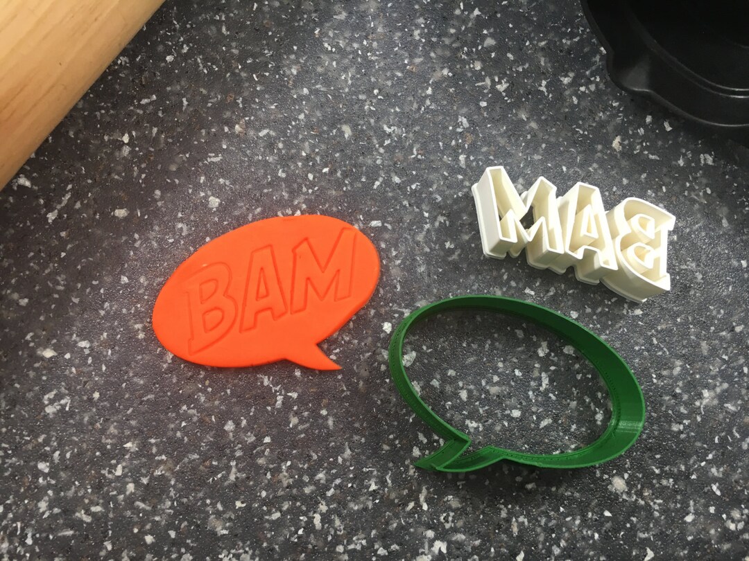 BAM Comic Book Letters and Bubble Cookie Cutter Dough Stamp - Etsy