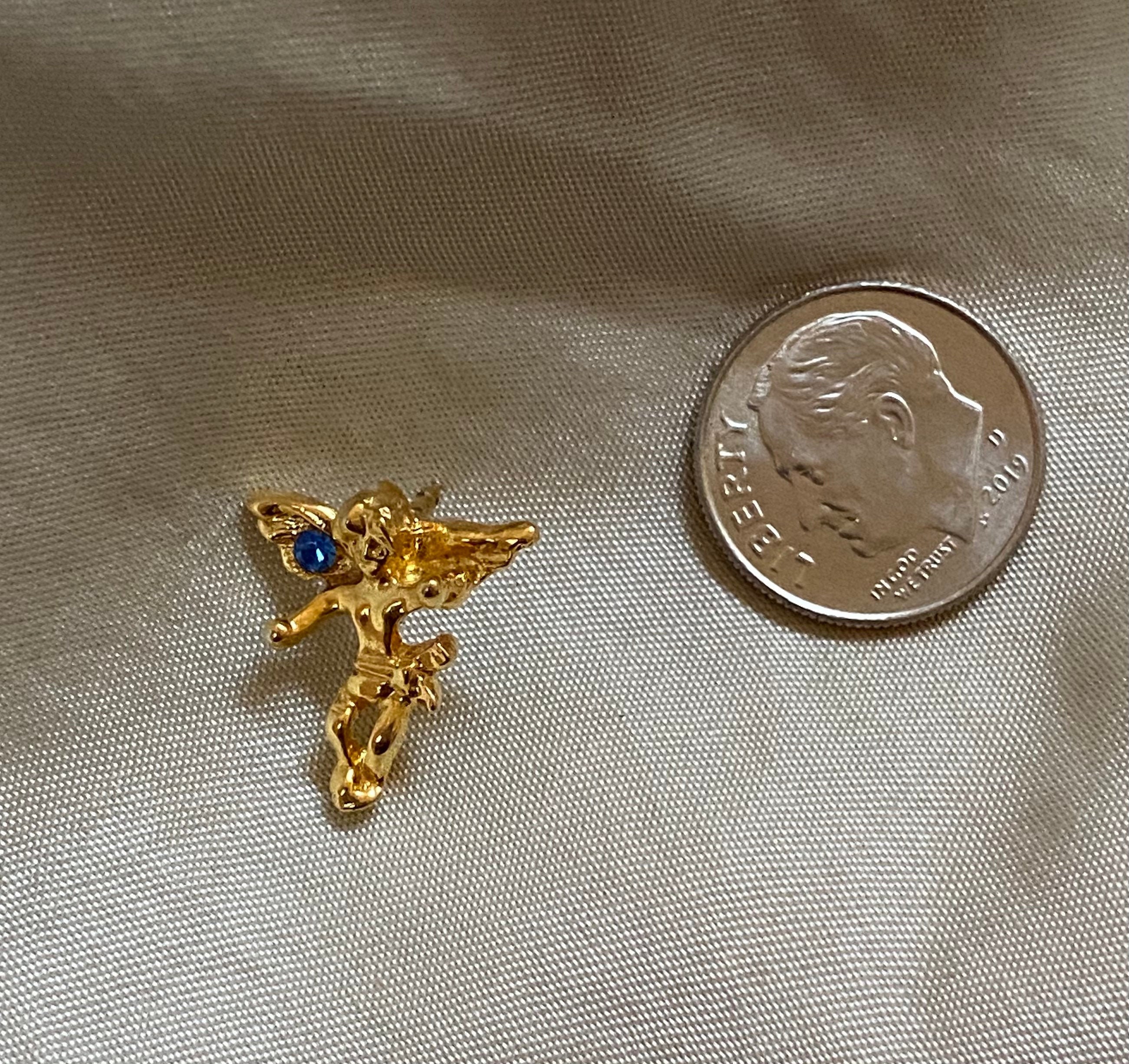 Vintage Guardian Angel Pin with Blue Rhinestone | Etsy