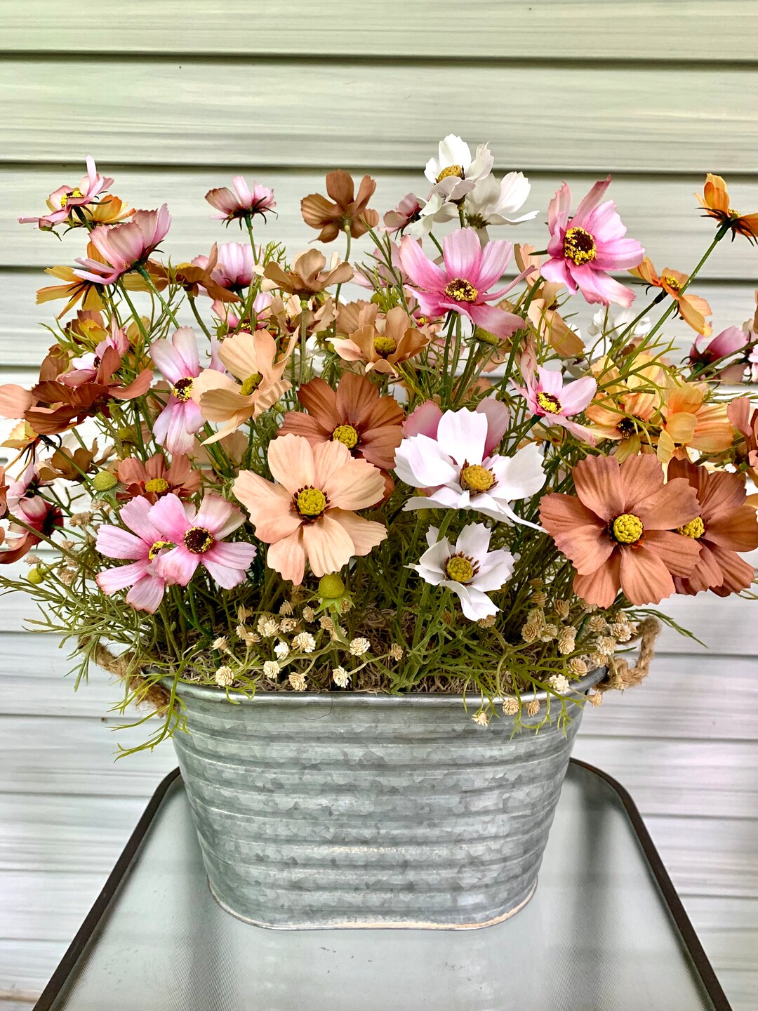 XL Floor Centerpiece, Country Arrangement, Antique Galvanized Container ...