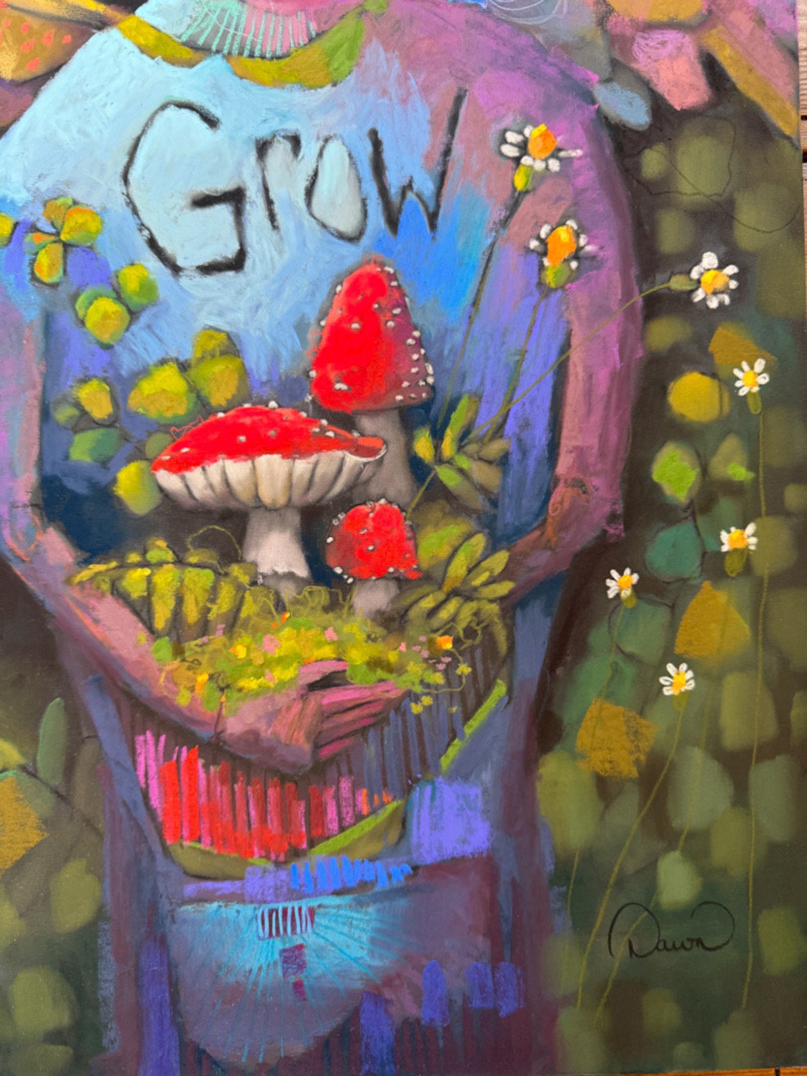 Grow 18x24 Soft Pastel Painting, Whimsical Art, Empowering Wall Decor ...