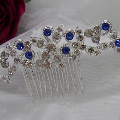Blue Bridal Hair Comb Something Blue Hair Comb Sapphire Blue - Etsy