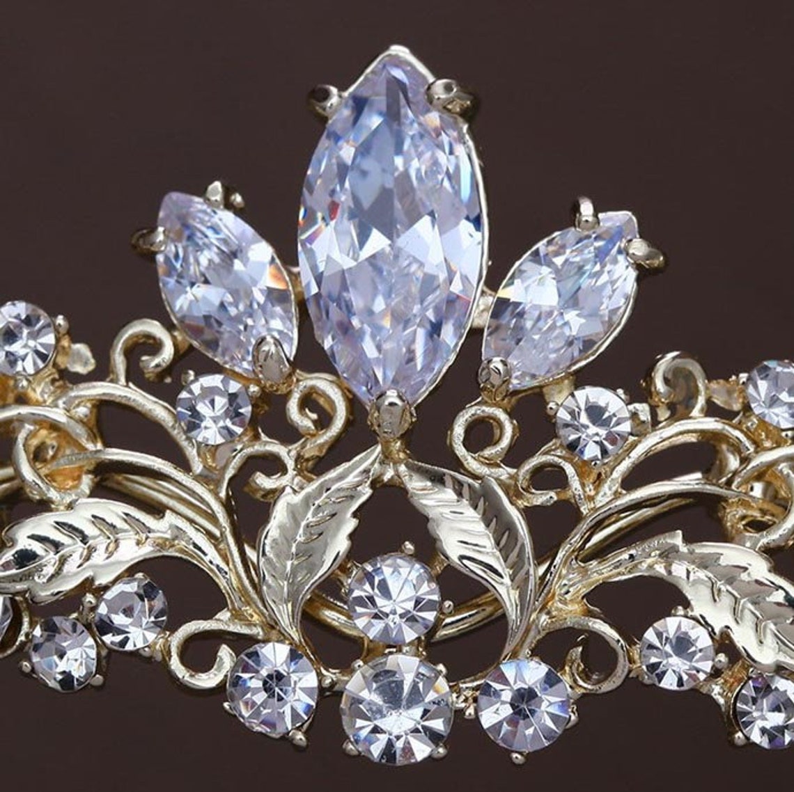 Small Light Gold Tiara With Marquise Cut Rhinestones - Etsy UK