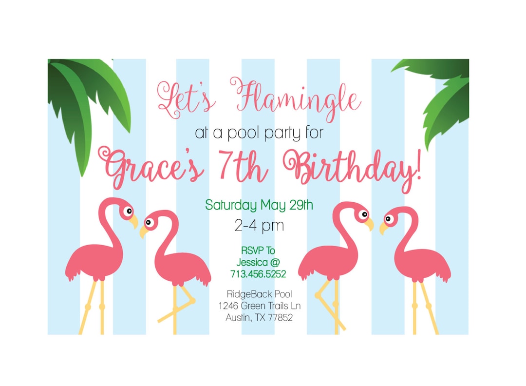 Flamingo Pool Party Invitation - Etsy