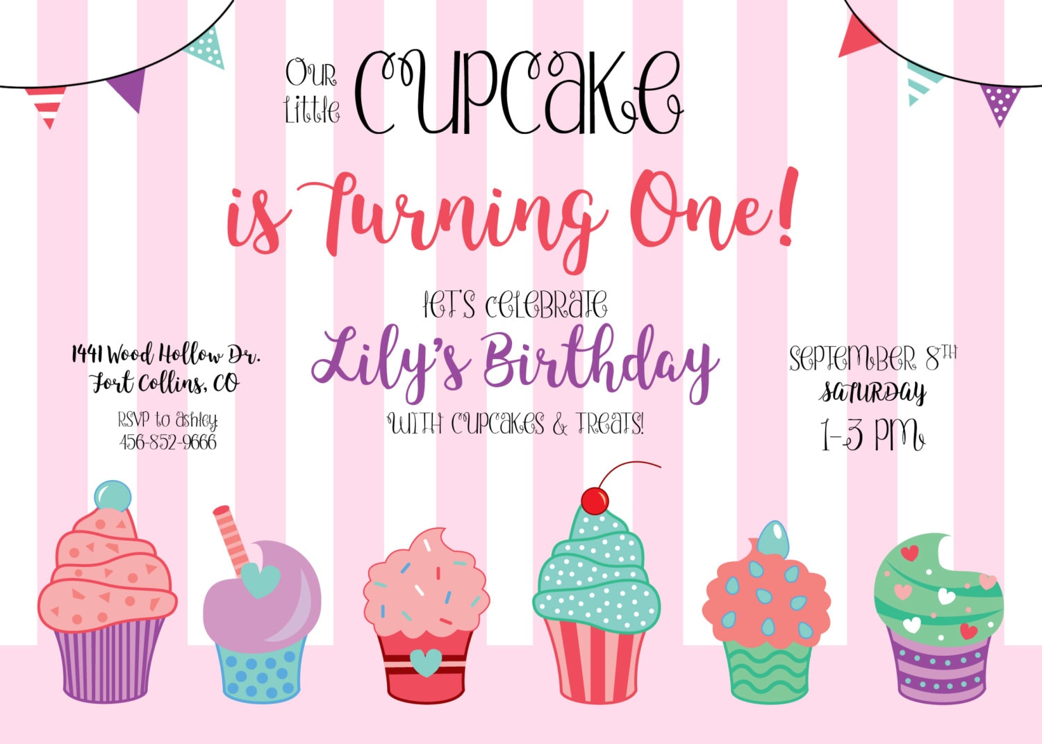 Cupcake Birthday Invitation - Etsy