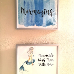 Mermaid Printable - Set of 2 *** Mermaid Bathroom Decor - Etsy