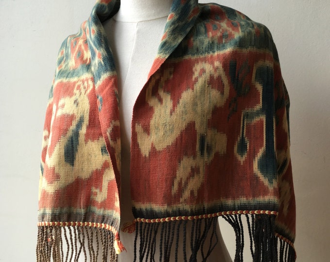Vintage Sumba Ikat Scarf Hand Woven Hand Dyed Blue and Pink - Etsy