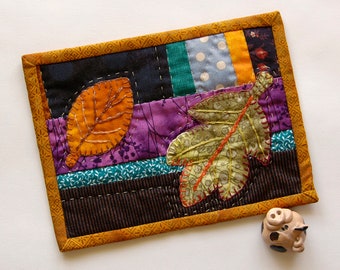 Pumpkin Fall Autumn Harvest Quilted Mug Rug Quiltsy Handmade - Etsy