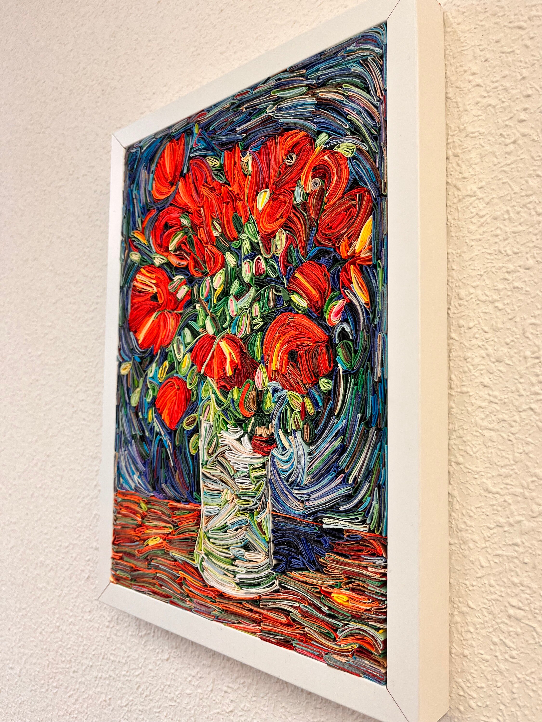 Wall Art Quiilling"vase With Poppies"vincent Van Gogh Reproduction,wall ...