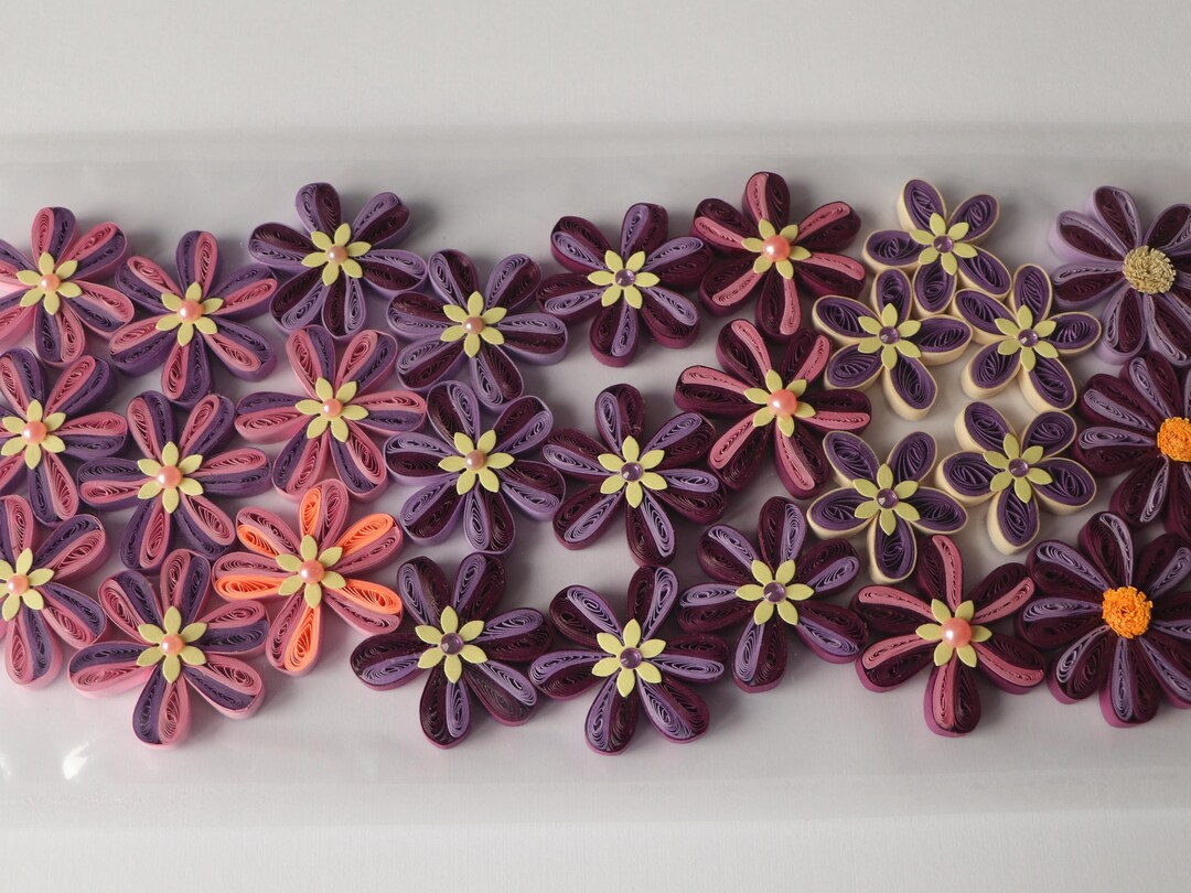 Paper Purple Flowers - Handmade Quilling – Set of 10/25 Pcs – 3D Flower ...