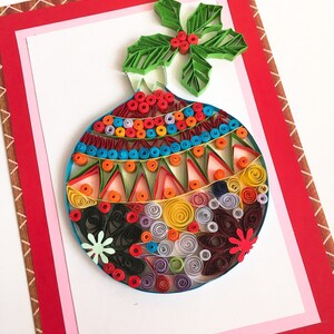 Quilled Christmas Ball Card Handmade Holiday Greeting Cute Christmas ...