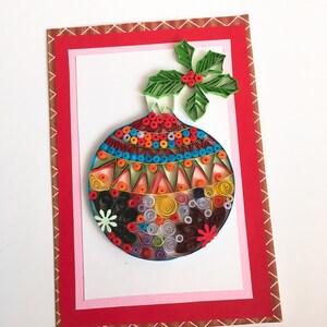 Quilled Christmas Ball Card Handmade Holiday Greeting Cute Christmas ...
