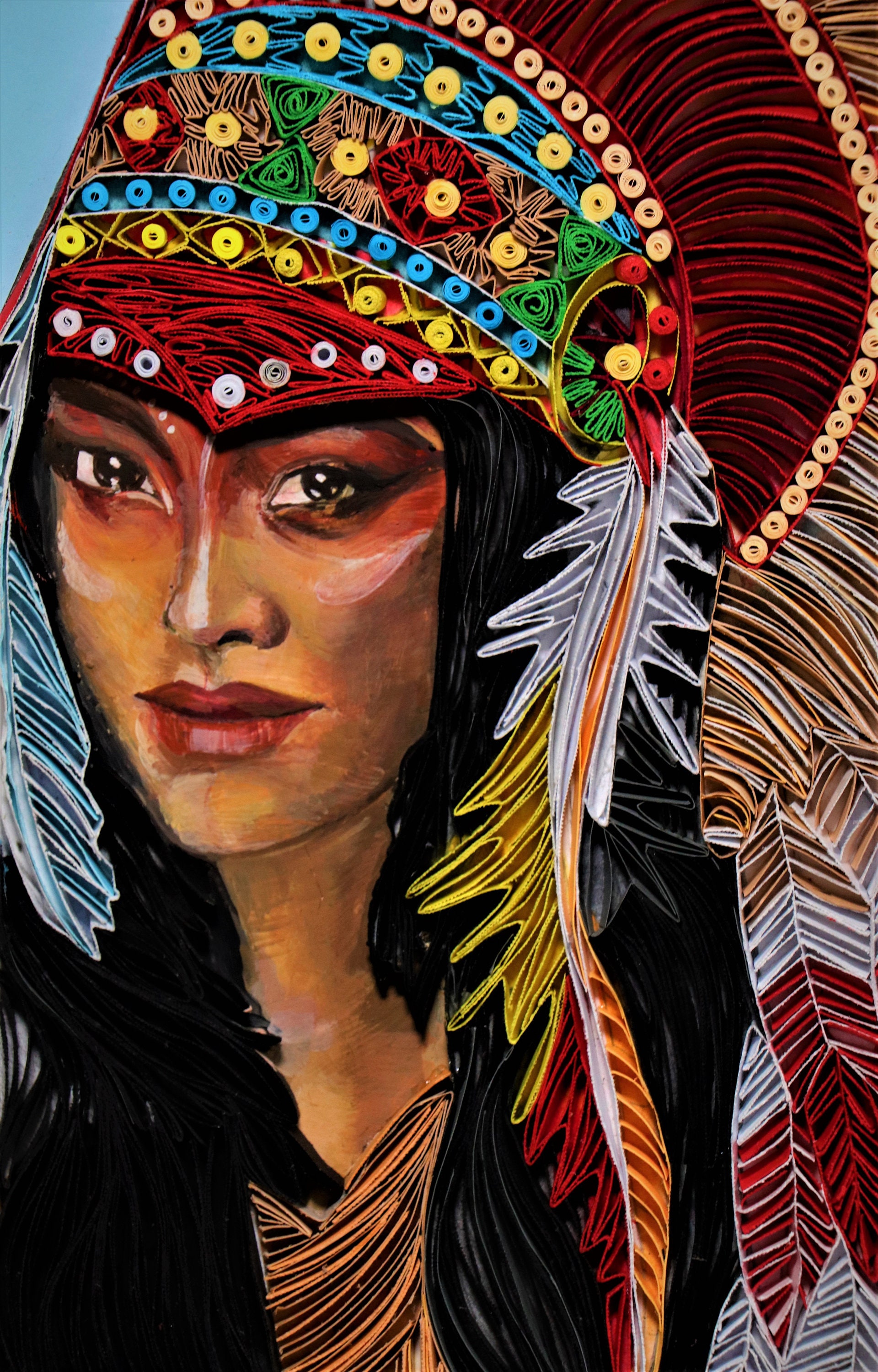 Native American Indian Headdress, Indian Wall Quilling, Home Decor ...