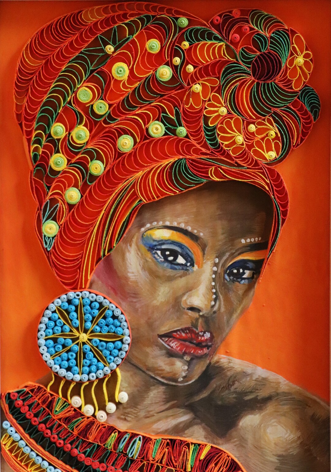 Afro Woman Wall Art - African American Girl Portrait in Quilling Art ...